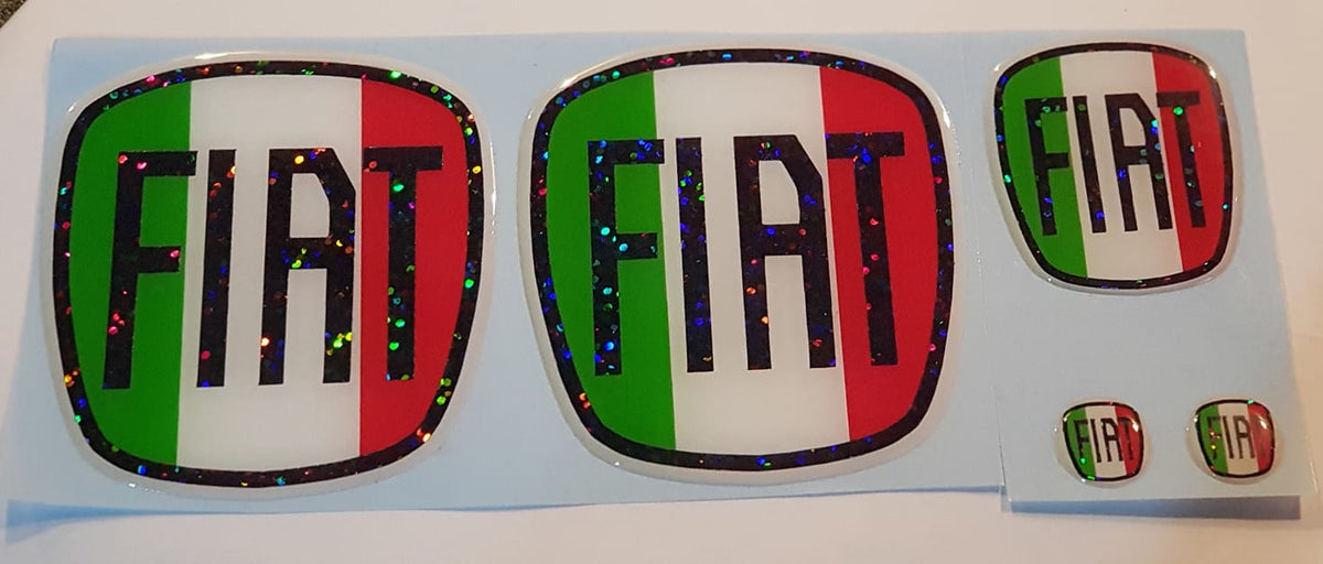 Fiat 500 Gel Badges Italian Flag (Front, Rear, Steering Wheel & Key Fo ...