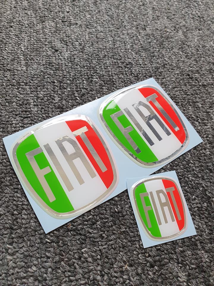 Fiat 500 Gel Badges Italian Flag (Front, Rear, Steering Wheel & Key Fo ...