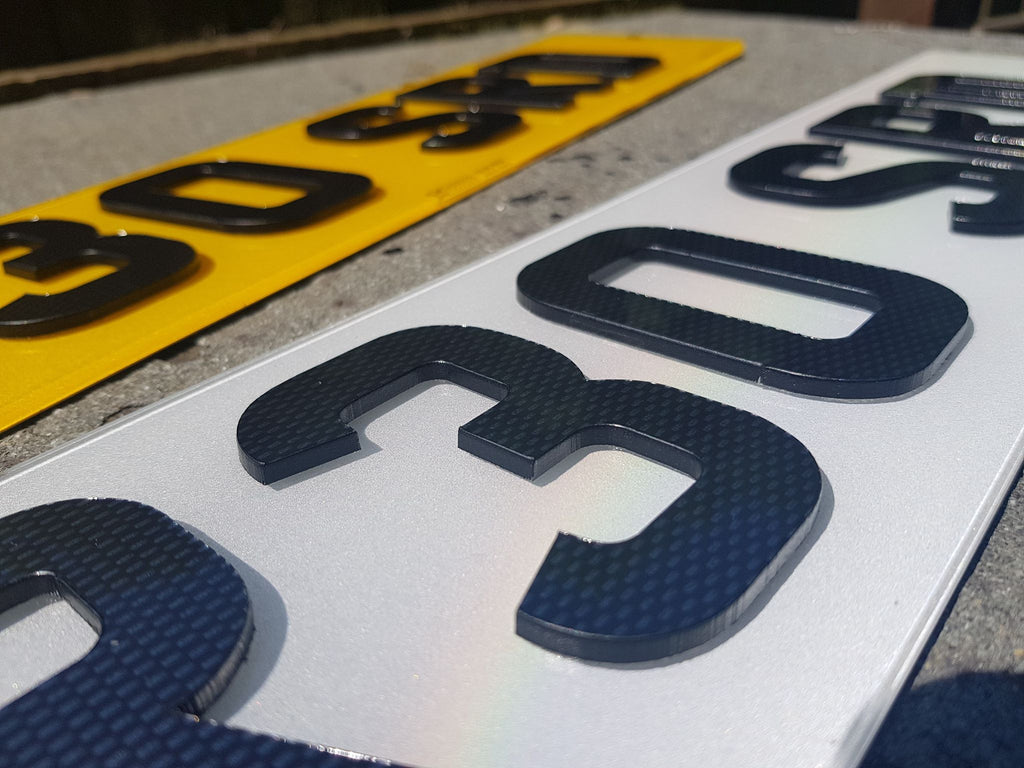 Carbon Effect Laser Cut Acrylic Number Plates – SK Graphix