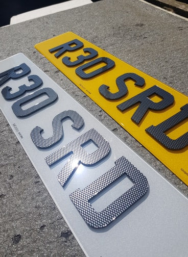 Carbon Effect Laser Cut Acrylic Number Plates – SK Graphix