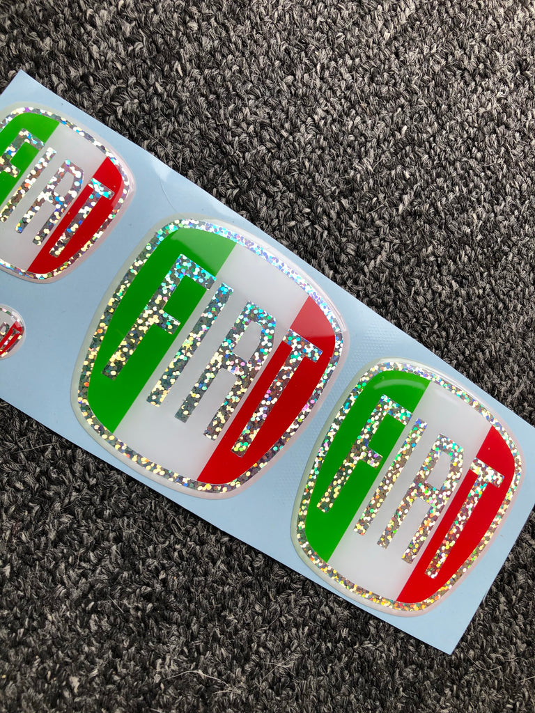 Fiat 500 Gel Badges Italian Flag (Front, Rear, Steering Wheel & Key Fo ...