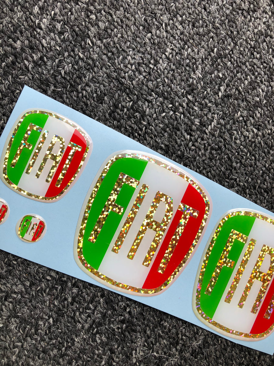 Fiat 500 Gel Badges Italian Flag (Front, Rear, Steering Wheel & Key Fo ...